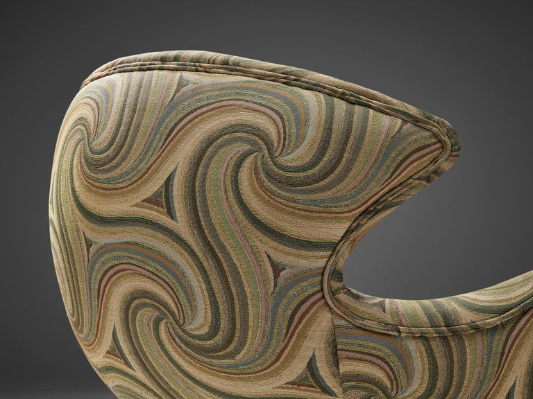 Pair of Winged Easy Chairs in Patterned Upholstery For Sale at 1stDibs