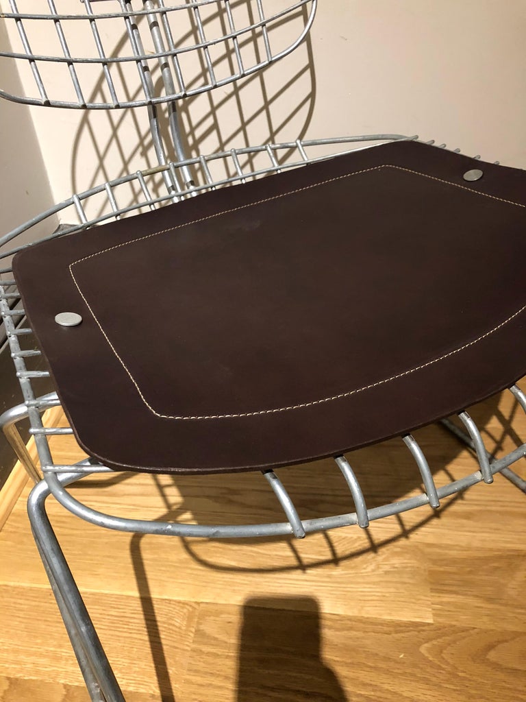 Pair of Wire and Leather Beauborg Stacking Chairs for the Pompidou ...