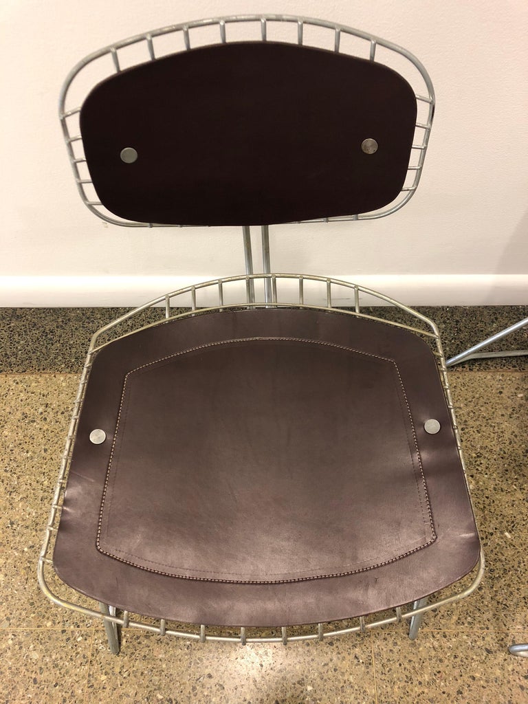Pair of Wire and Leather Beauborg Stacking Chairs for the Pompidou ...