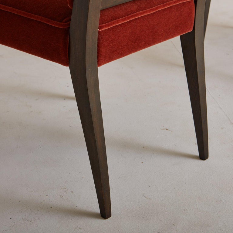 Pair of Wood Accent Chairs in Rust Mohair, France For Sale at 1stDibs