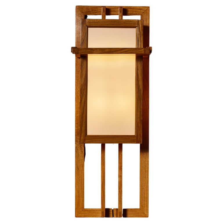 Pair of Wood and Glass Japan Inspired Wall Sconces at 1stDibs
