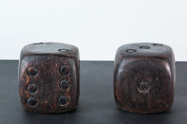 Pair of Wood Carved American Folk Art Dice at 1stDibs
