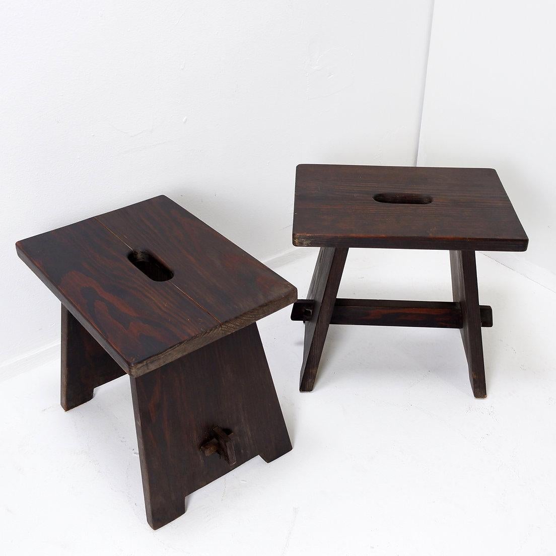 Pair of wood stools in the spirit of "Milking Stools" at 1stDibs