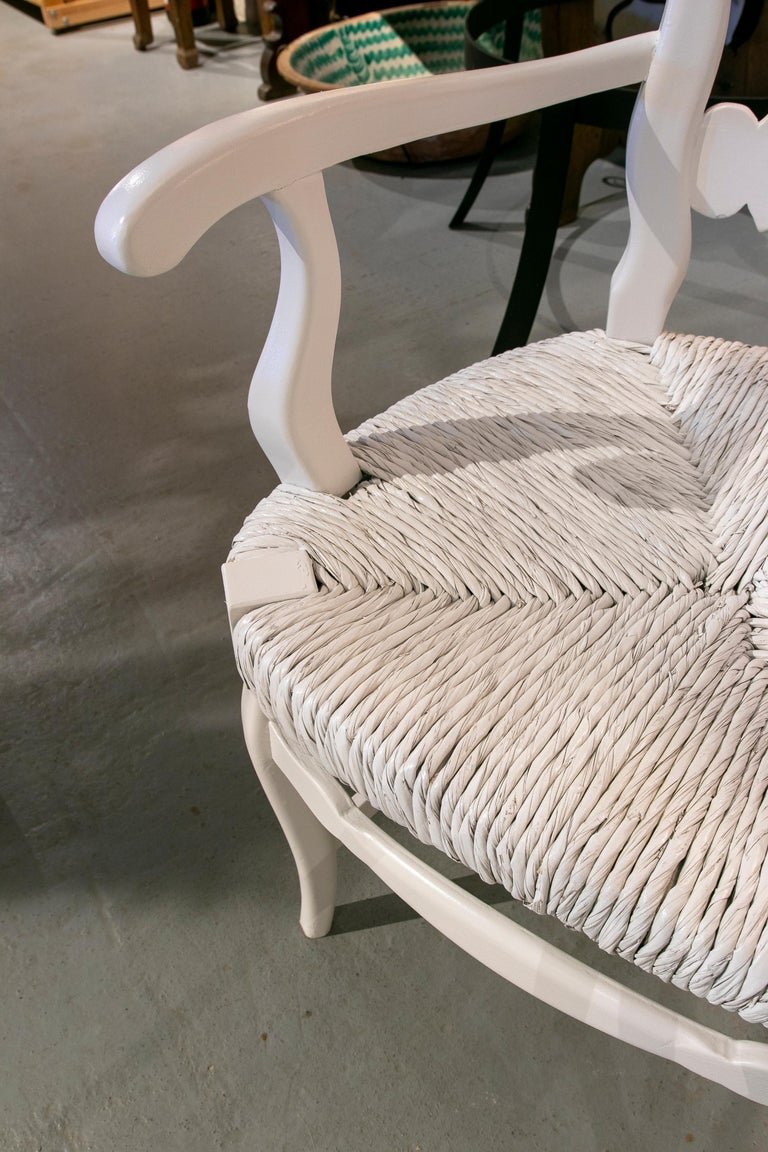 Pair of Wooden Armchairs with Handpainted Enea Seating For Sale at 1stDibs