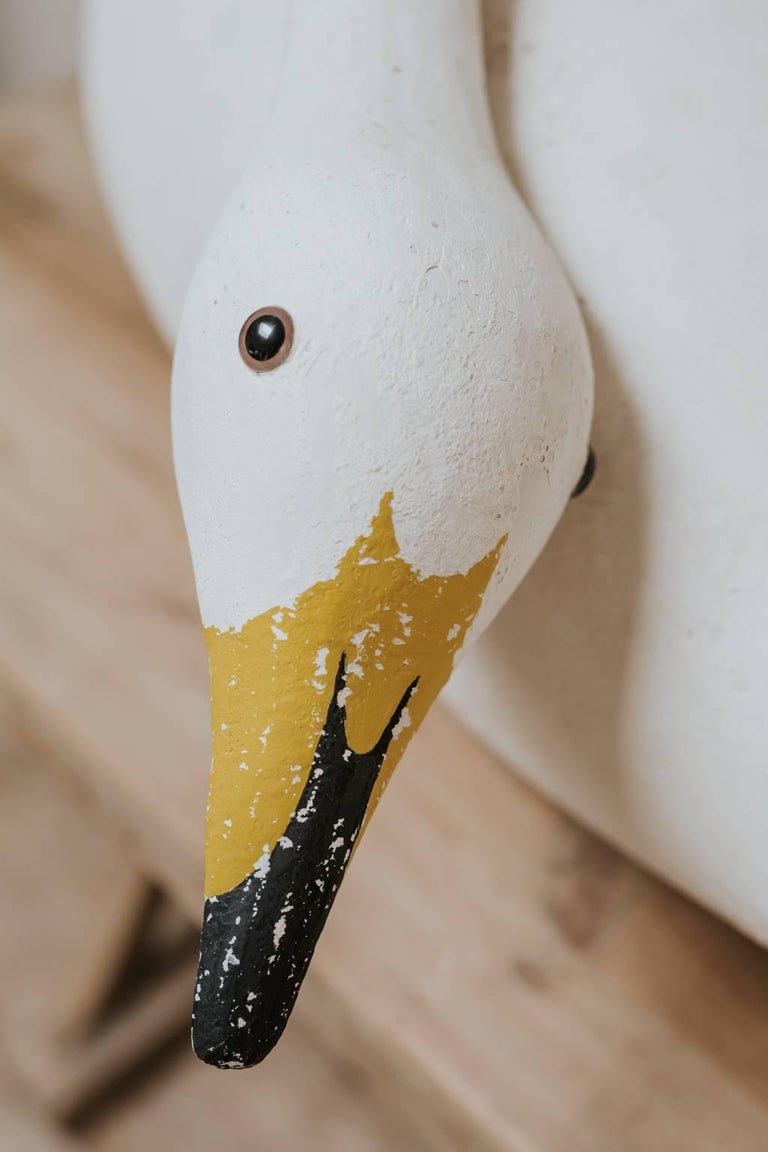 Pair of Wooden Decoy Swans at 1stDibs
