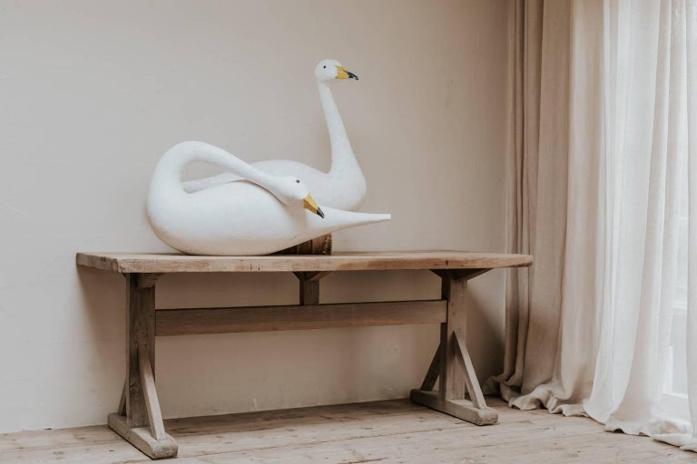 Pair of Wooden Decoy Swans at 1stDibs