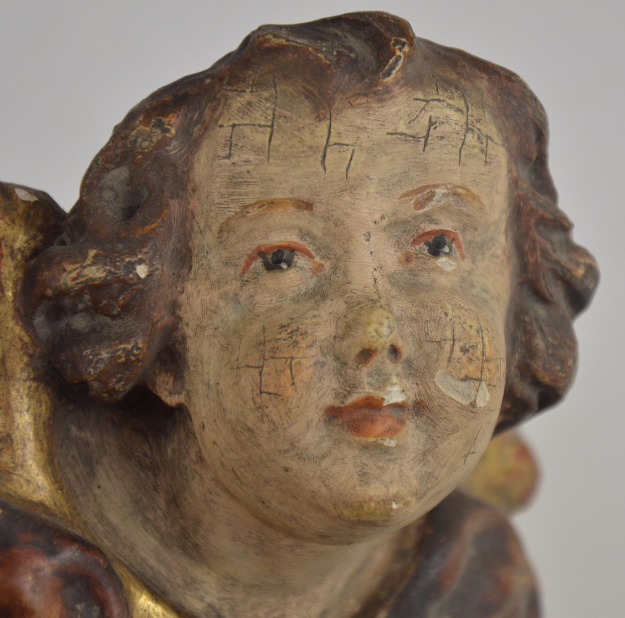 Pair of Wooden Sculptures Angel Heads, 19th Century at 1stDibs