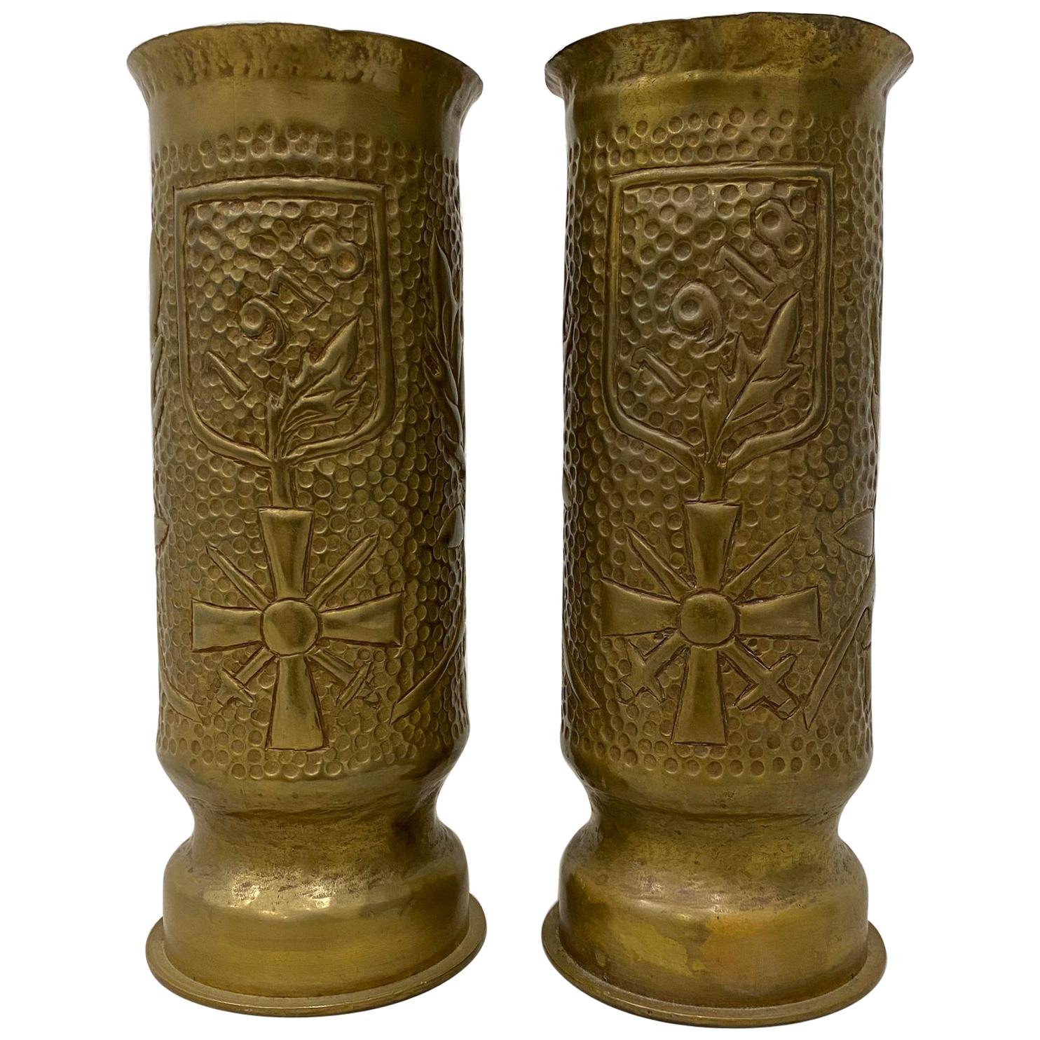 Pair of World War I Brass Shell Casings Trench Art Vases, circa 1918 at ...