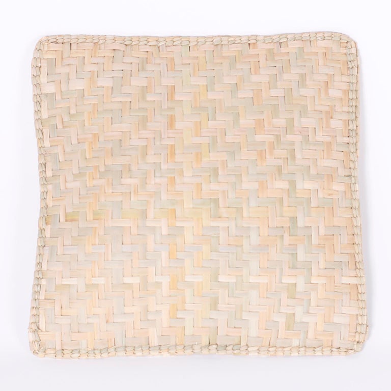 Pair of Woven Reed Pillows For Sale at 1stDibs