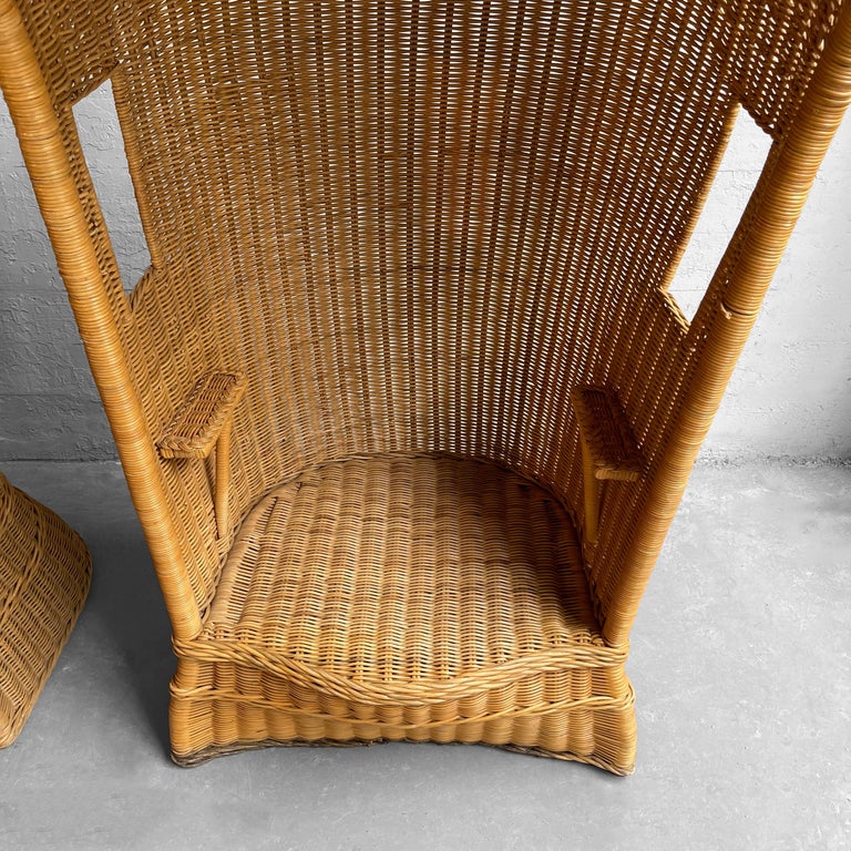 Pair Of Woven Wicker Porter's Chairs For Sale at 1stDibs