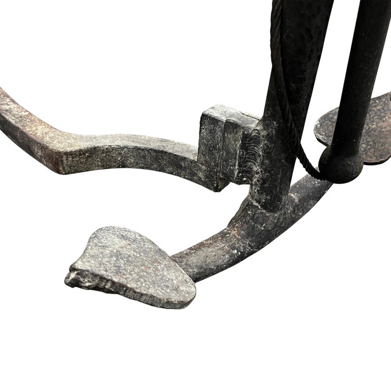 Pair of Wrought Iron Anchor Andirons For Sale at 1stDibs