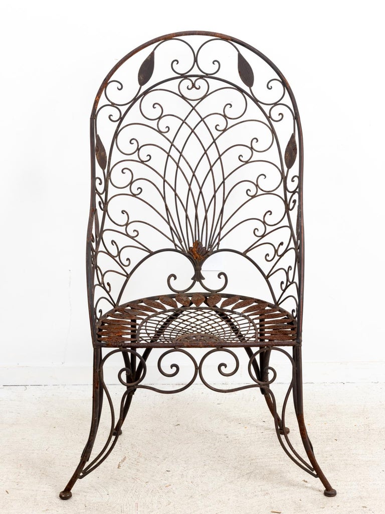 Pair of Wrought Iron Curved Back Garden Chairs with Scrollwork For Sale ...