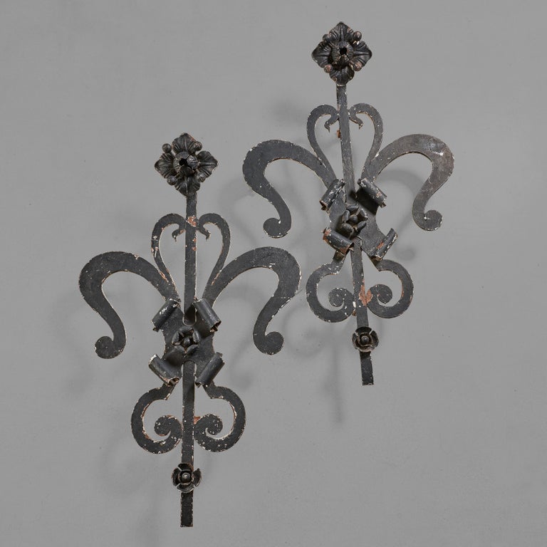 Pair of Wrought Iron Decorative Facade Ornaments For Sale at 1stDibs