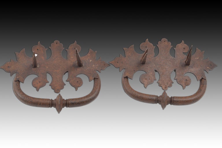 Pair of Wrought Iron Handles, 20th Century, After Earlier Models For ...