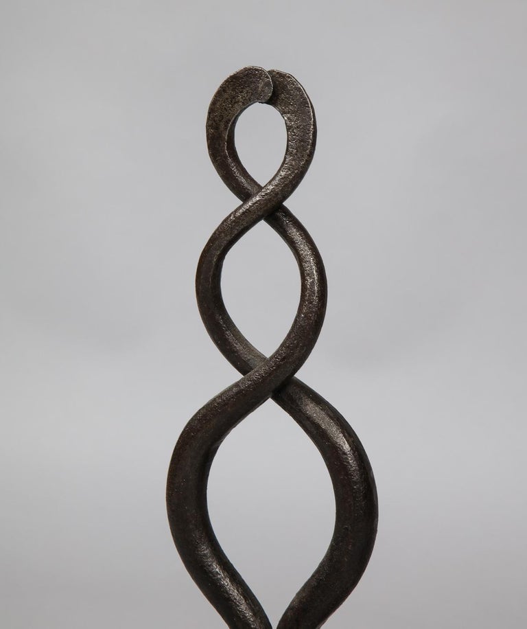 Pair of Wrought Iron Loop Andirons at 1stDibs