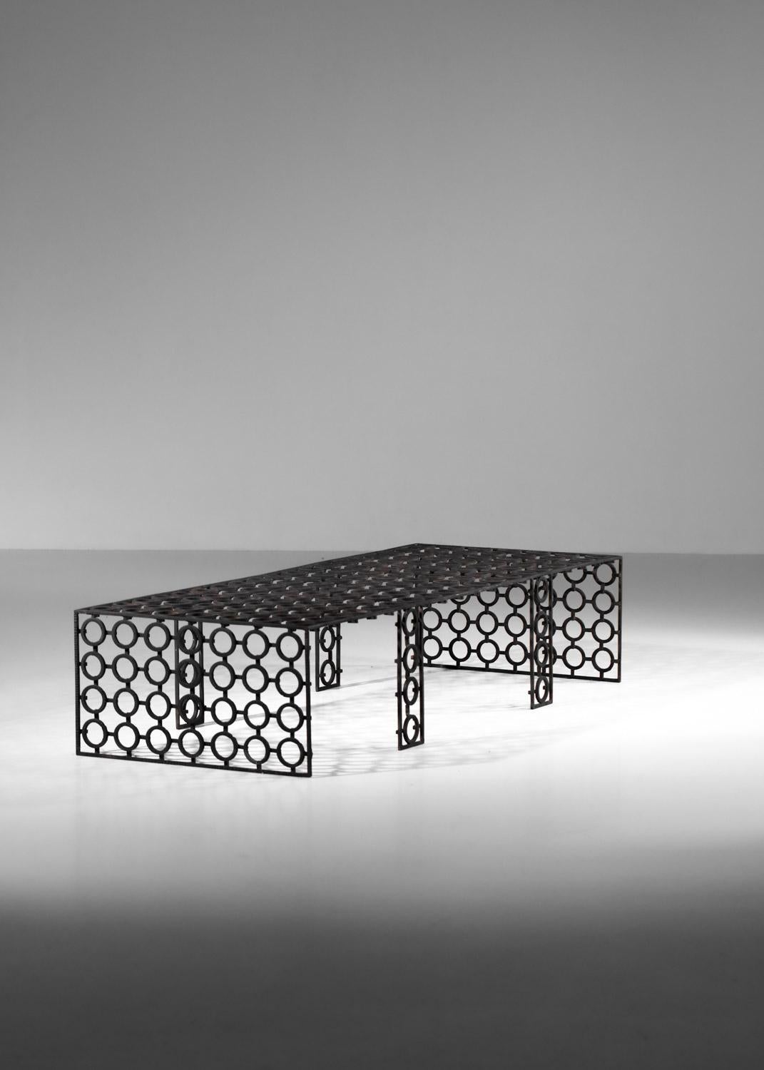 Pair of wrought iron tables from the 60's Jean Royere style For Sale at ...