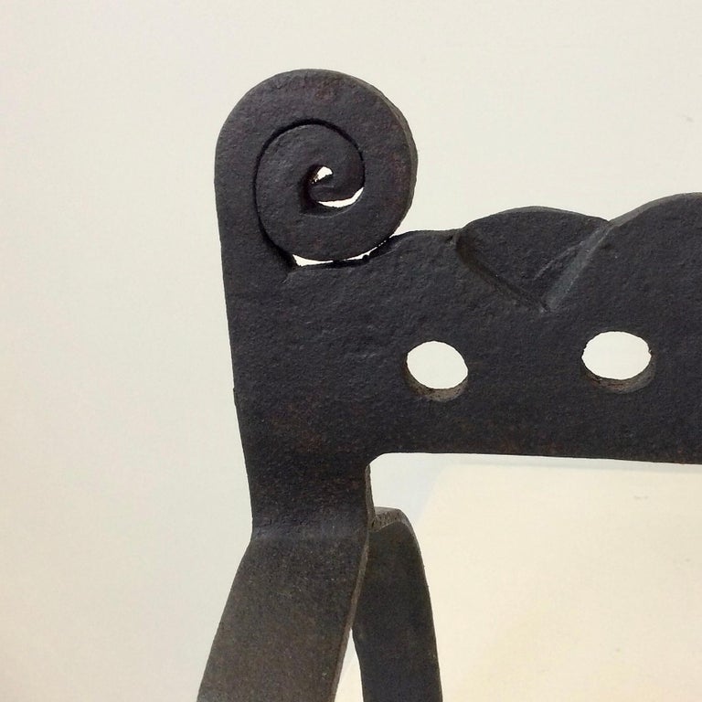 Pair of Wrought Irons Andirons , circa 1950, France. For Sale at 1stDibs