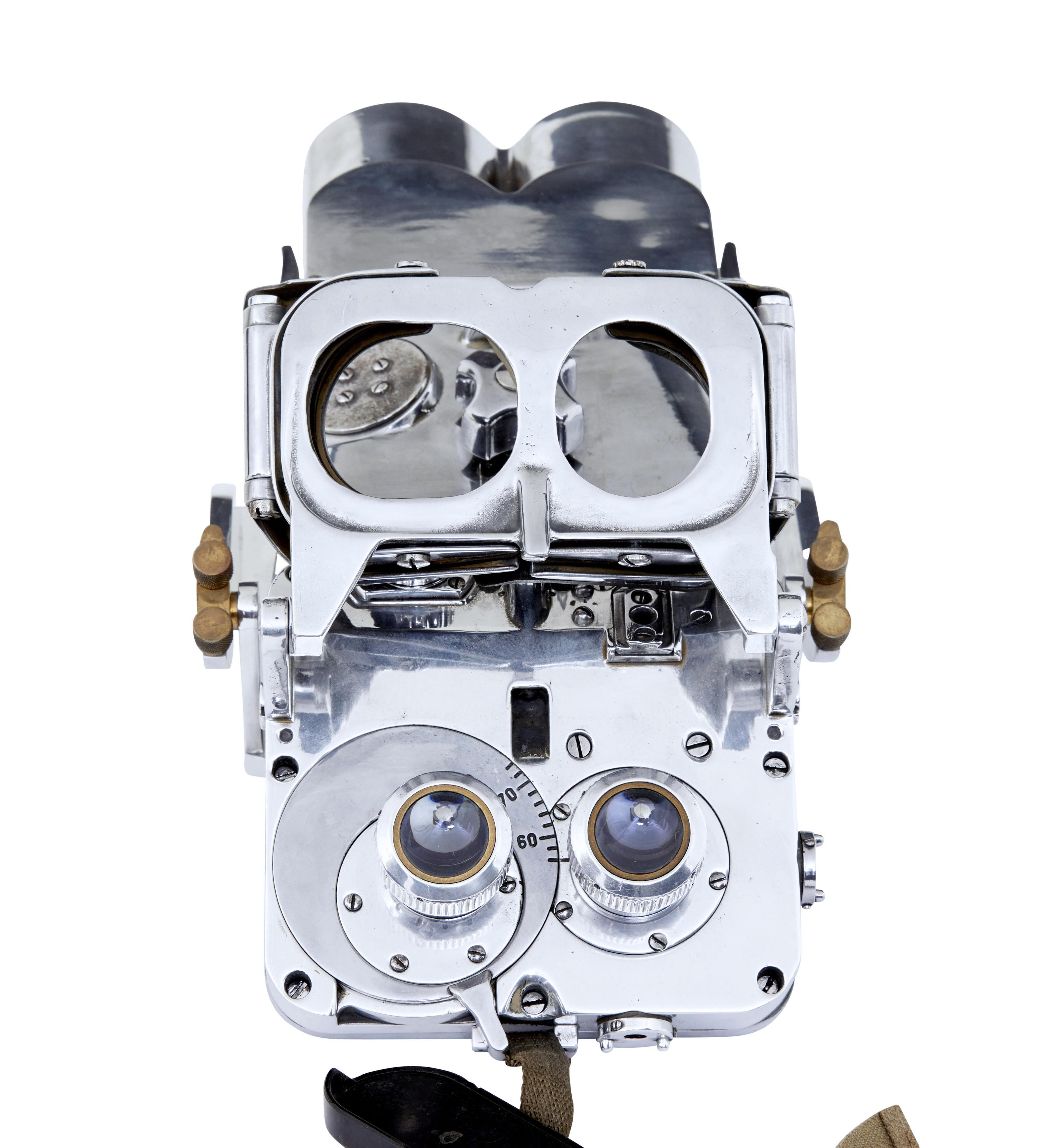 Pair of WW2 Polished Steel German Rangefinder Flak Binoculars For Sale ...