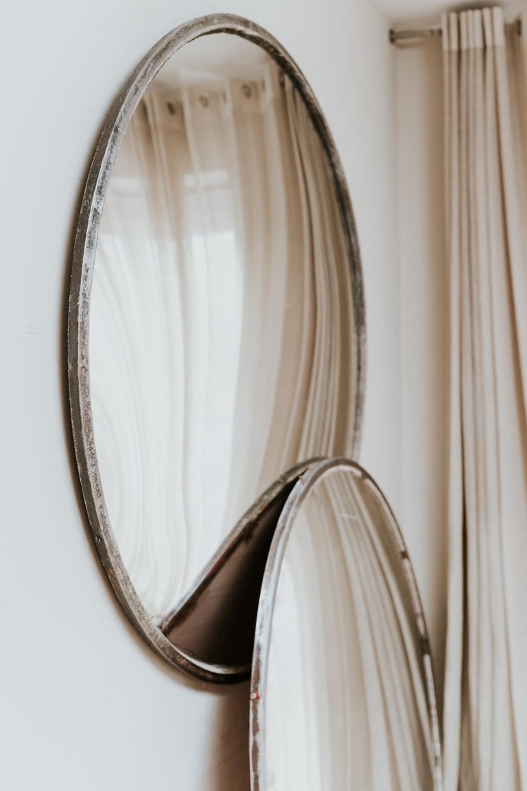 Pair of Extra Large Convex Railway Mirrors at 1stDibs