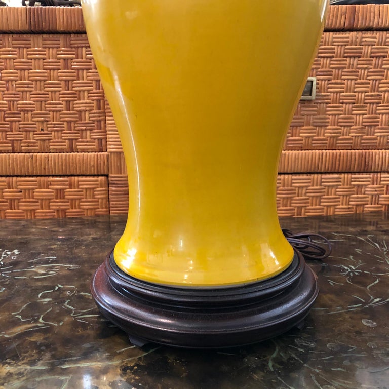 Pair of Yellow Ceramic Table Lamps by Warren Kessler For Sale at 1stDibs