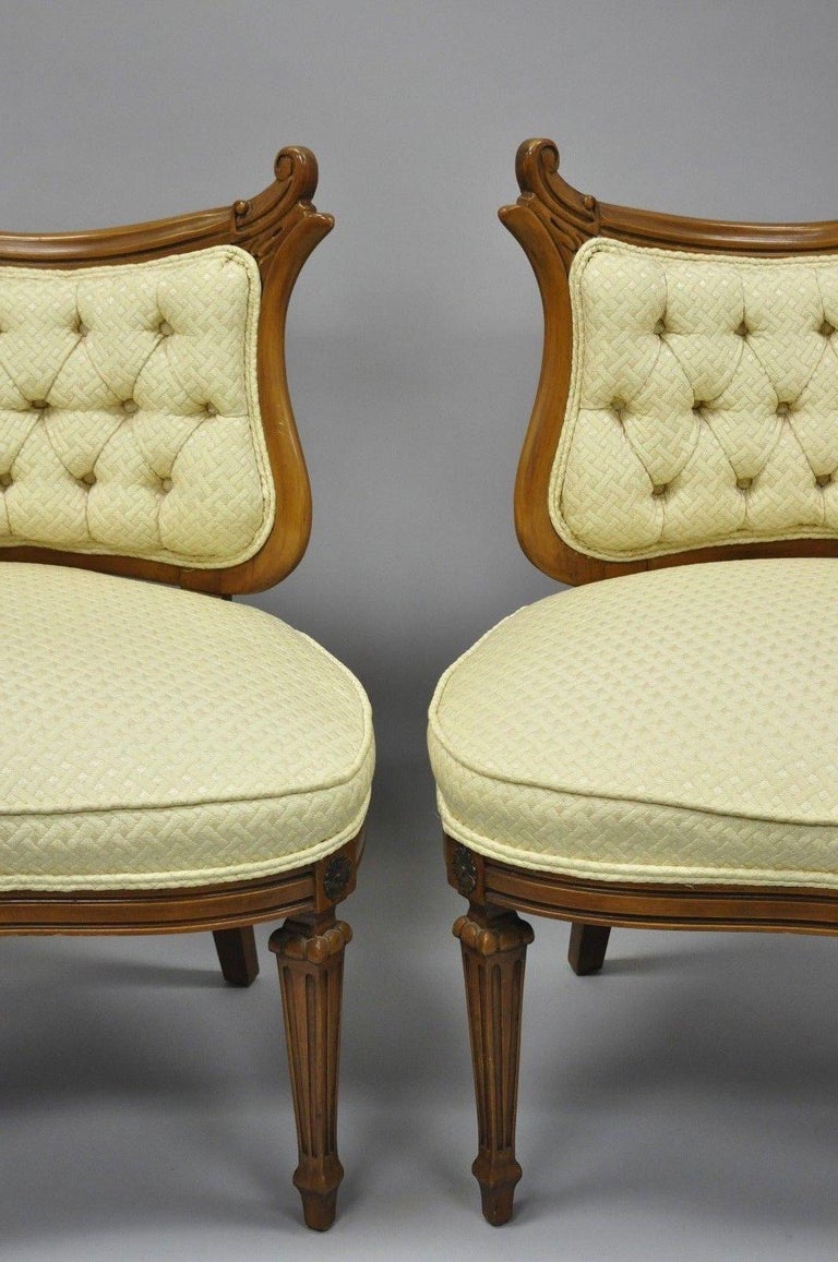 Pair of Yellow Hollywood Regency French Style Wing Back Lounge Parlor ...