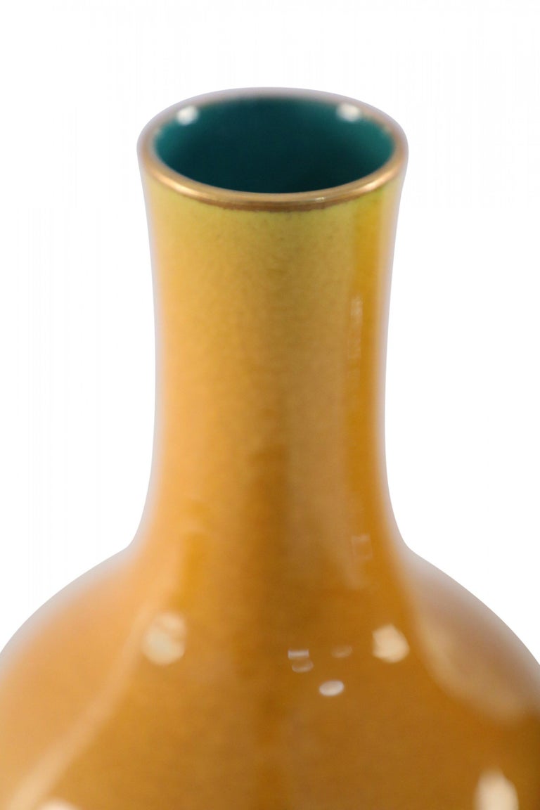 Pair of Yellow Pear Shaped Ceramic Vases For Sale at 1stDibs