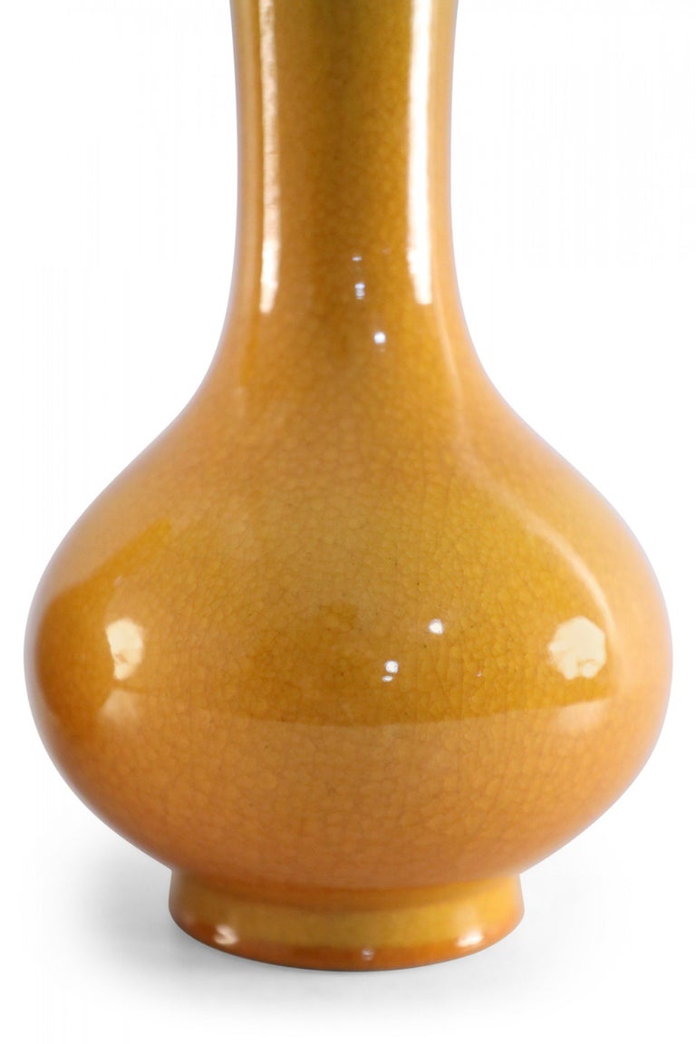 Pair of Yellow Pear Shaped Ceramic Vases For Sale at 1stDibs
