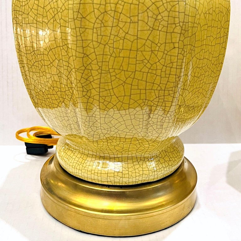 Pair of Yellow Porcelain Lamps For Sale at 1stDibs