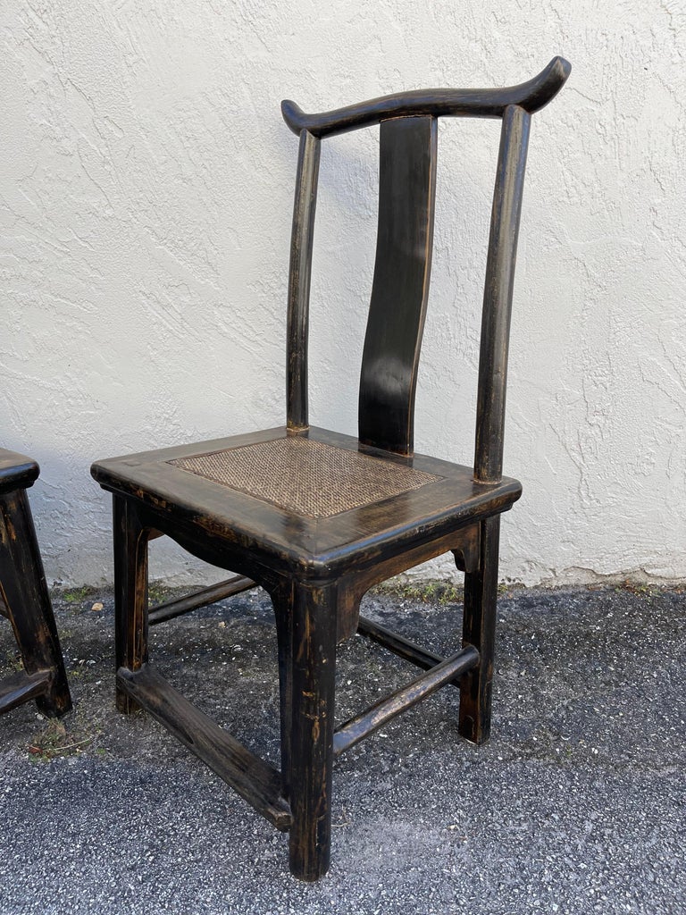Pair of Yoke Back Chinese Slipper Chairs For Sale at 1stDibs