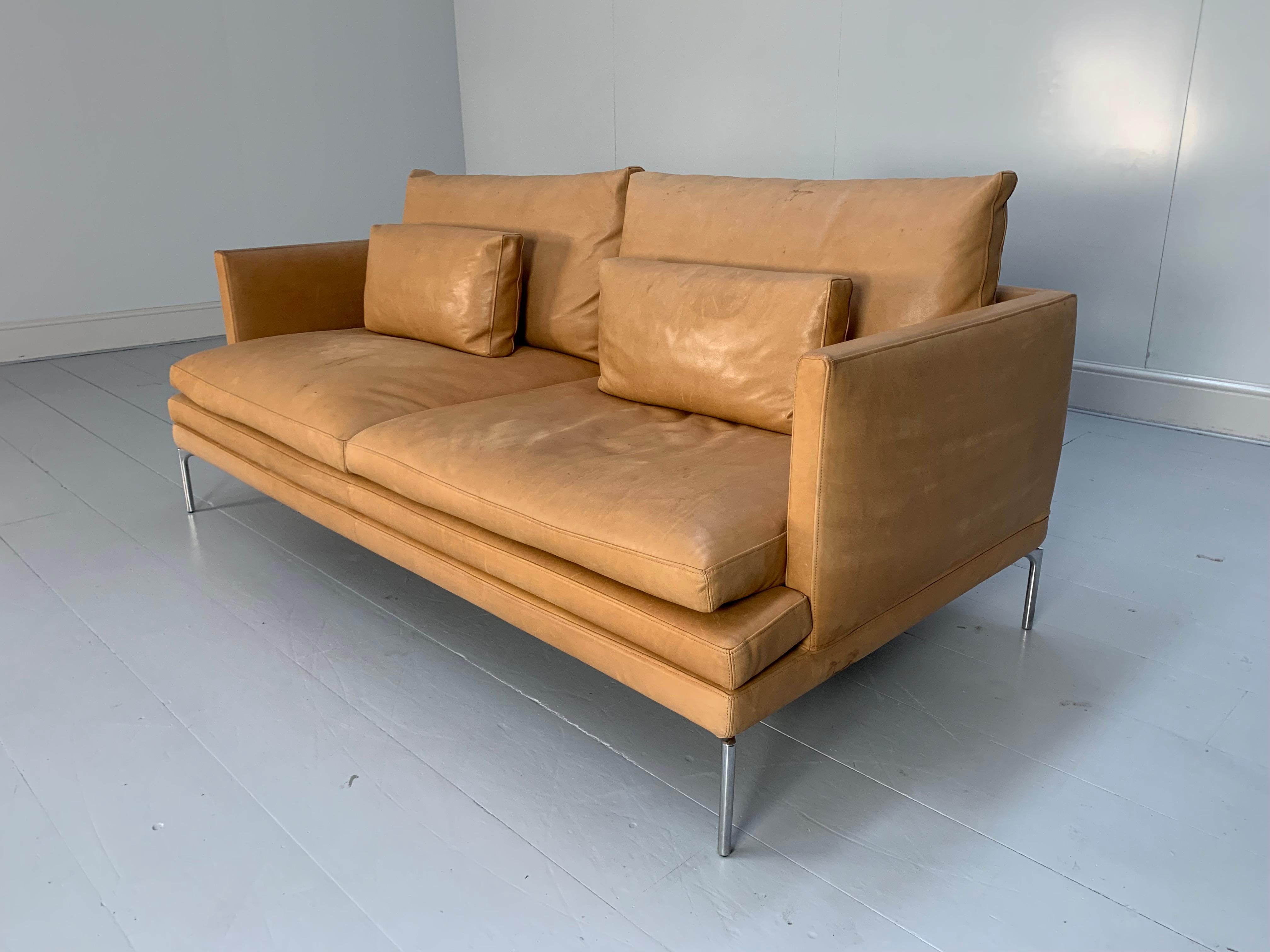 Pair of Zanotta “William” Sofas in Tan Brown Leather For Sale at 1stDibs