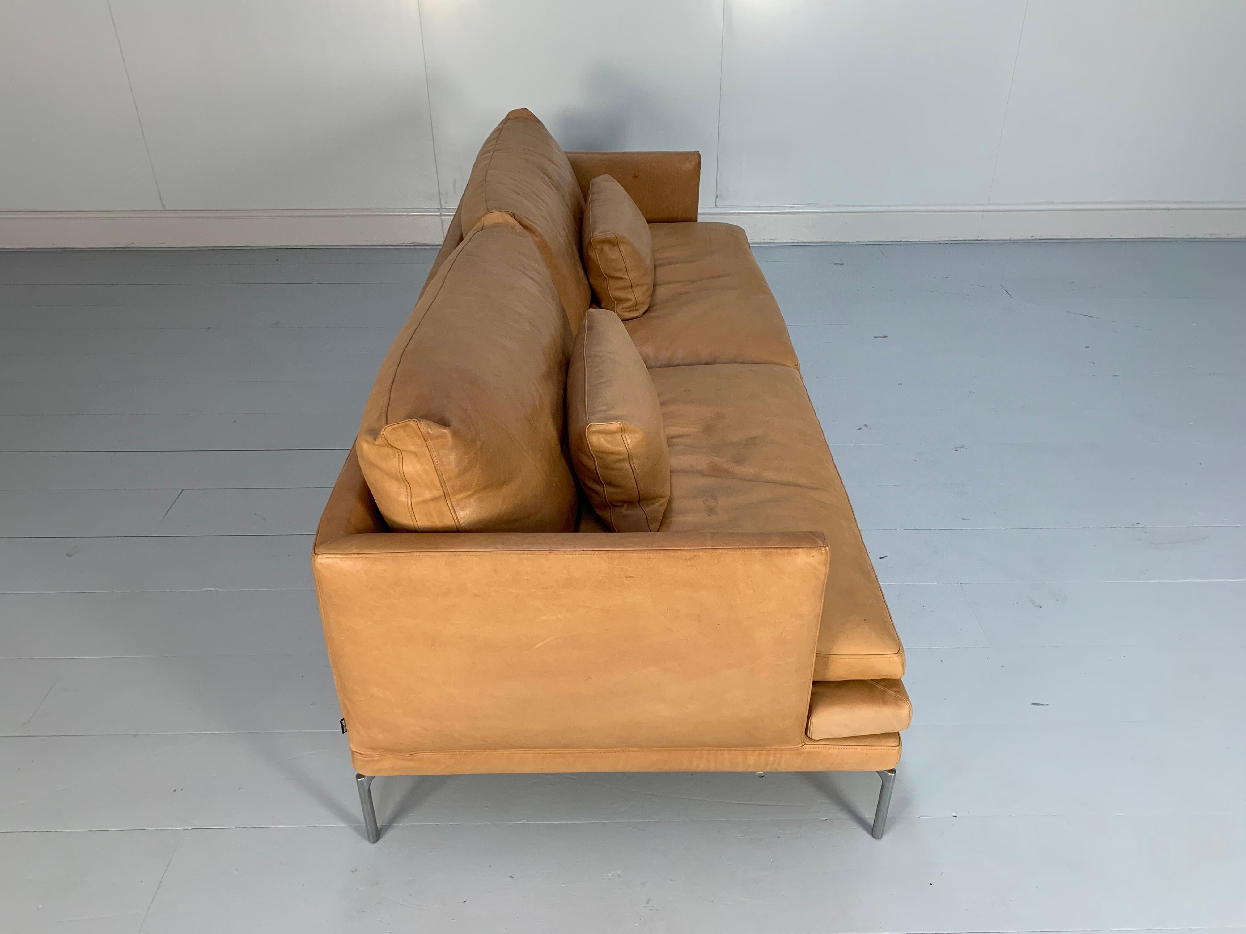 Pair of Zanotta “William” Sofas in Tan Brown Leather For Sale at 1stDibs