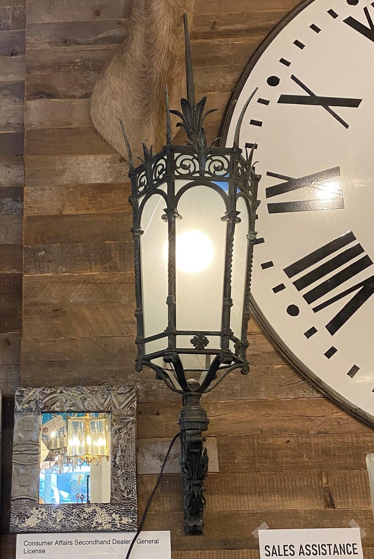 Pair Original Verdigris Bronze Exterior Gothic Sconces NYC For Sale at ...