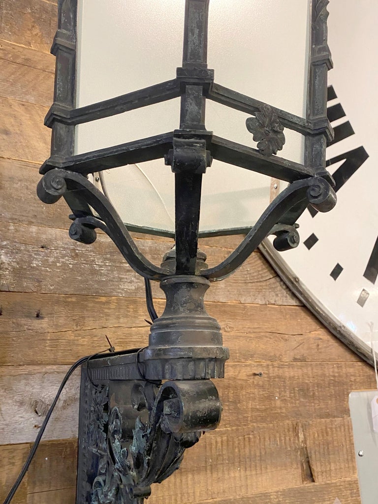 Pair Original Verdigris Bronze Exterior Gothic Sconces NYC For Sale at ...