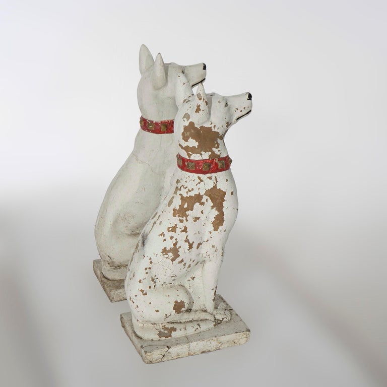 Pair Painted Cast Hard Stone Guard Dog 'German Shepherd' Garden Statues ...
