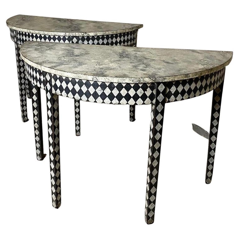 Pair Painted Georgian Demi Lune Side Table For Sale at 1stDibs
