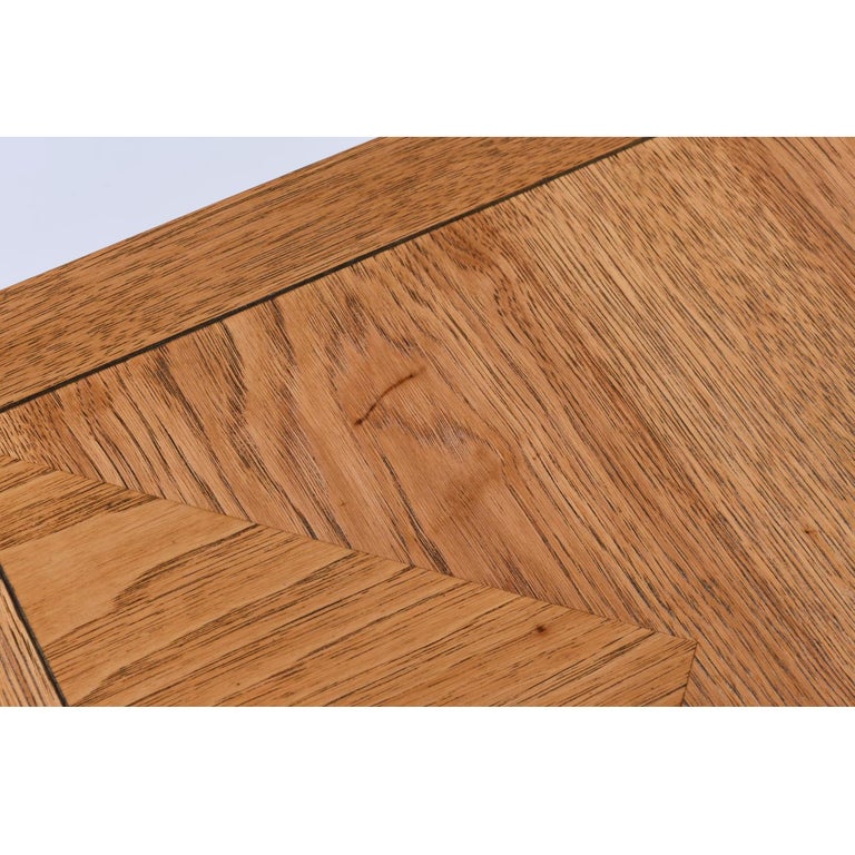 Pair Parquet Oak Petite Side Tables with Iron x Base Sabre Legs For ...