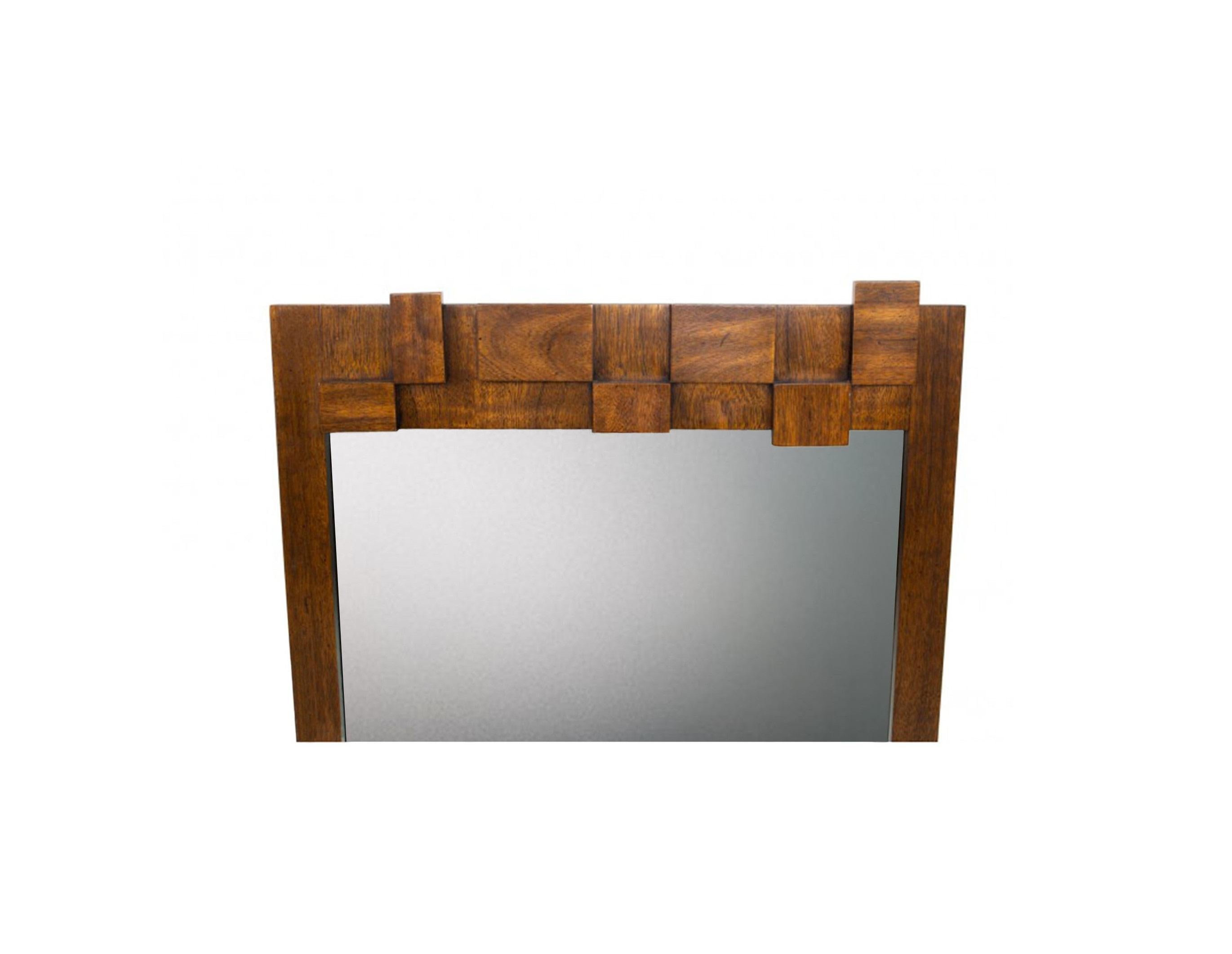 Pair Paul Evans Style Lane Mid-Century Brutalist Walnut Mirrors at 1stDibs