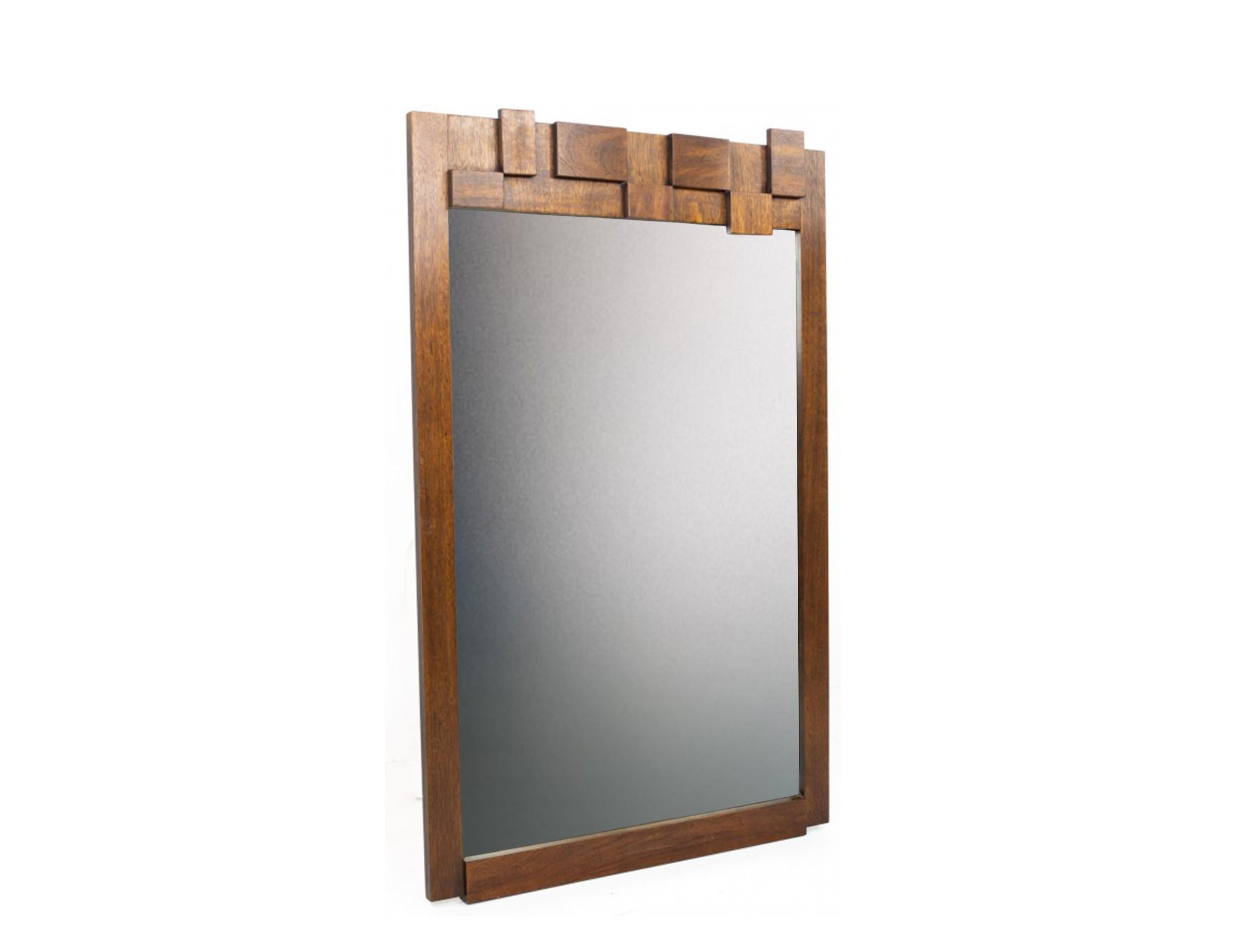 Pair Paul Evans Style Lane Mid-Century Brutalist Walnut Mirrors at 1stDibs