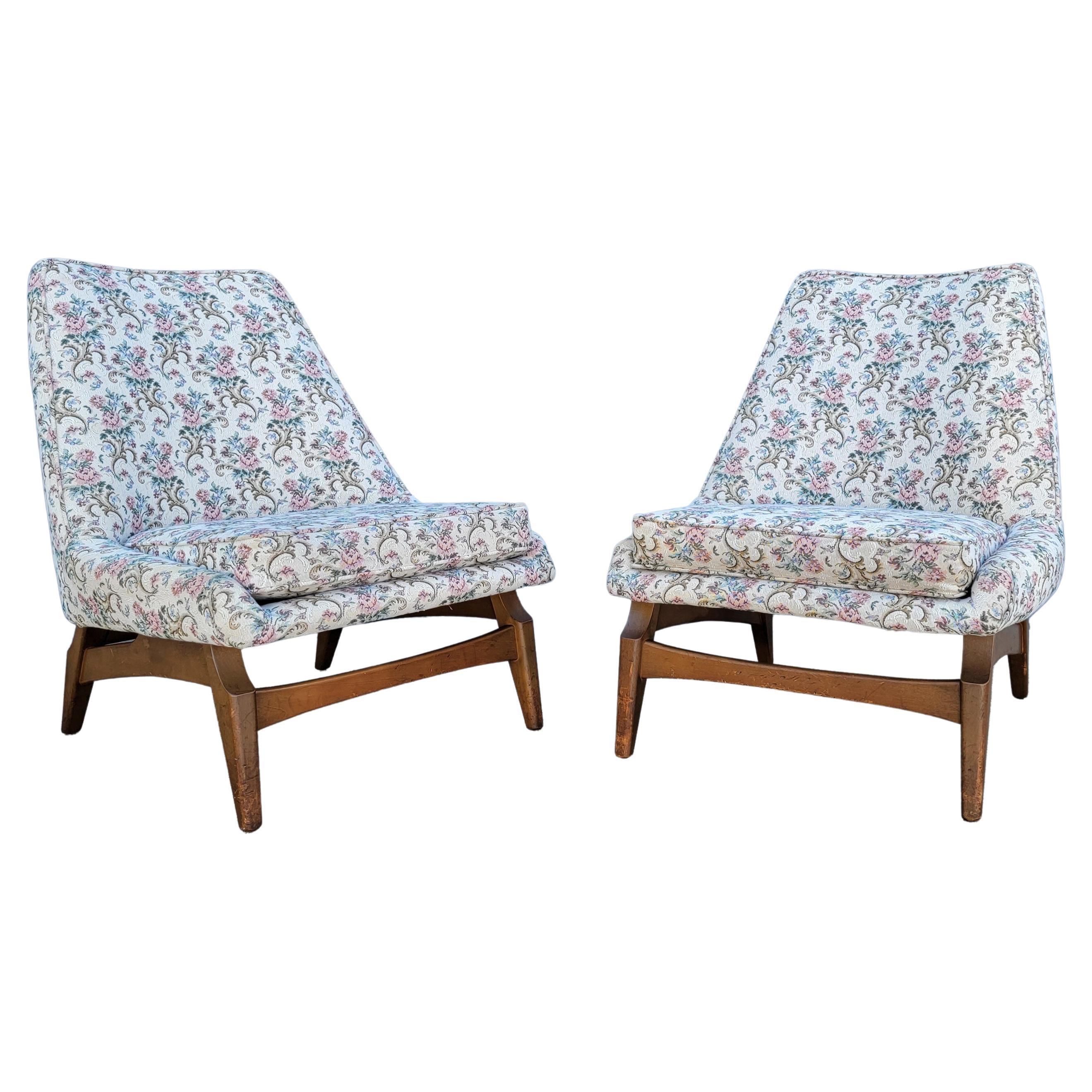 Pair Pearsall Style Lounge Chairs on Floating Bases at 1stDibs