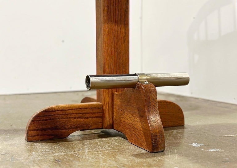 Pair Post Modern Bar Stools, Counter Height Swivel, Solid Oak After Lou ...