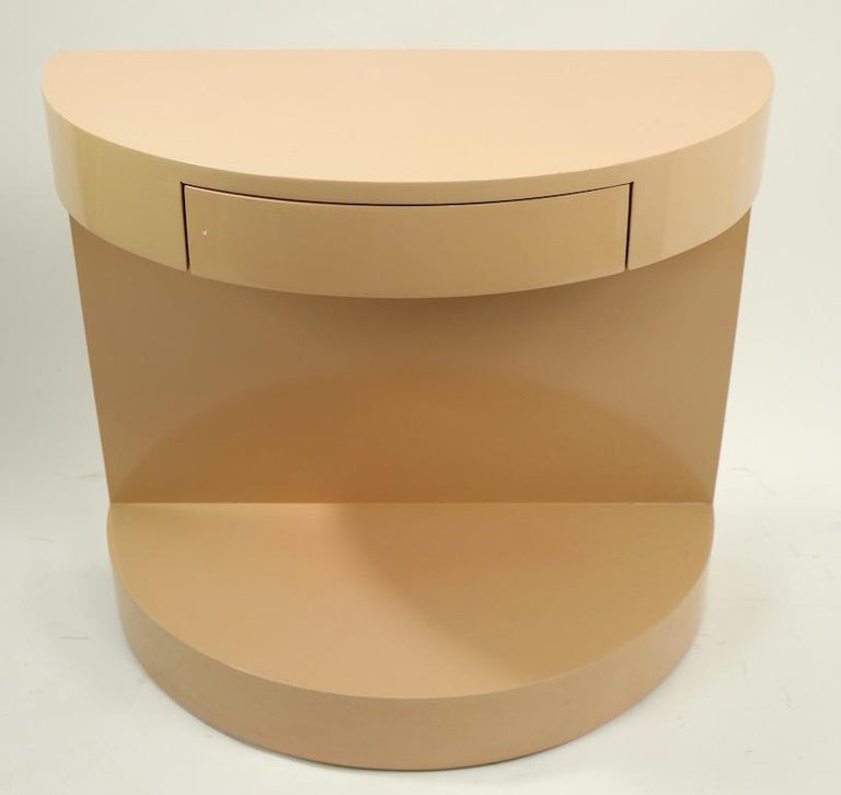 Pair of Postmodern Demilune Lacquered Nightstands at 1stDibs