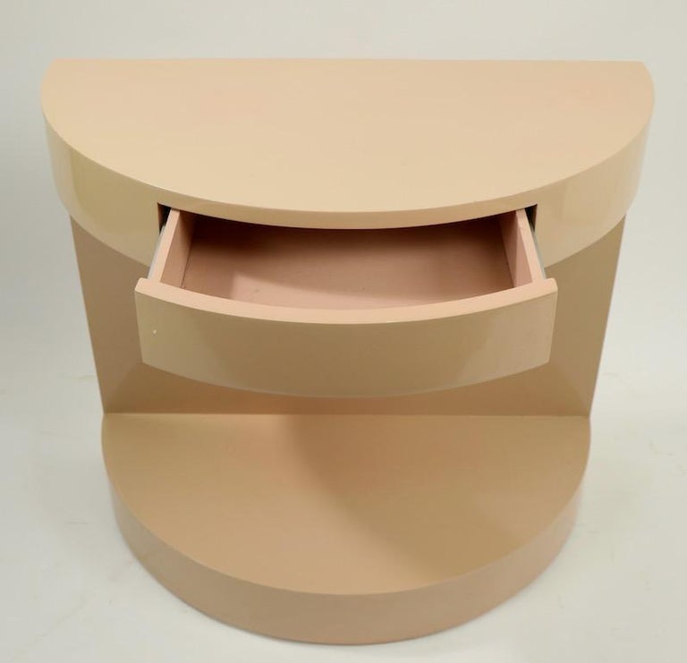 Pair of Postmodern Demilune Lacquered Nightstands at 1stDibs