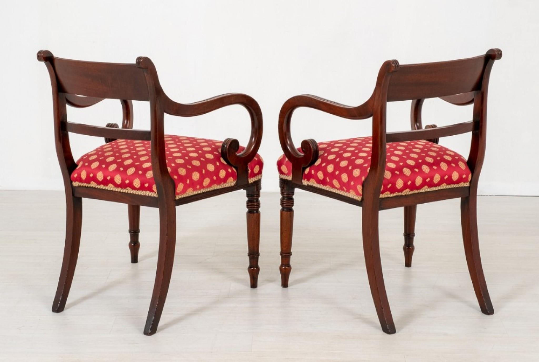 Pair Regency Arm Chairs, Antique Mahogany Open Chair For Sale at 1stDibs