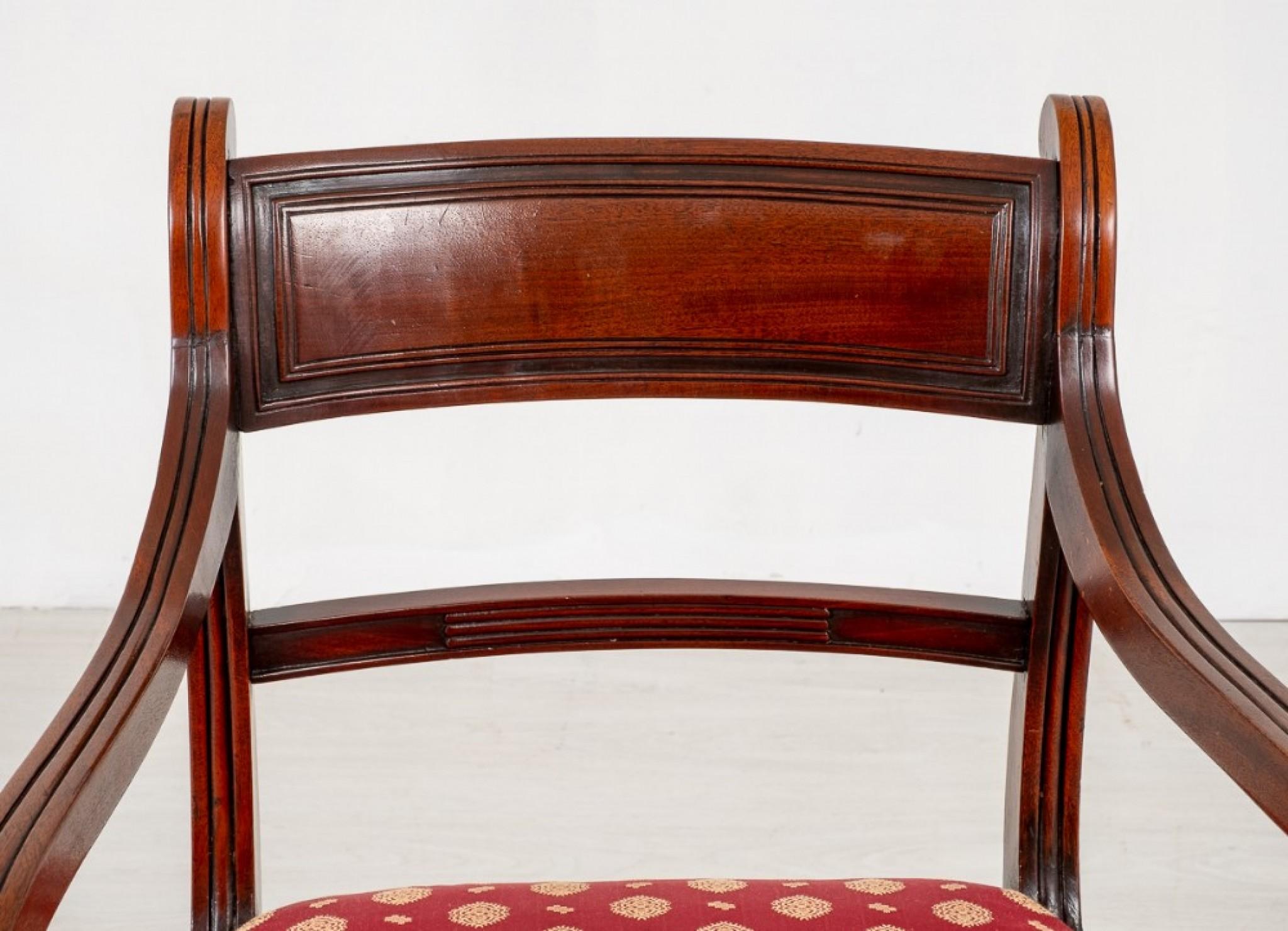 Pair Regency Arm Chairs, Antique Mahogany Open Chair For Sale at 1stDibs
