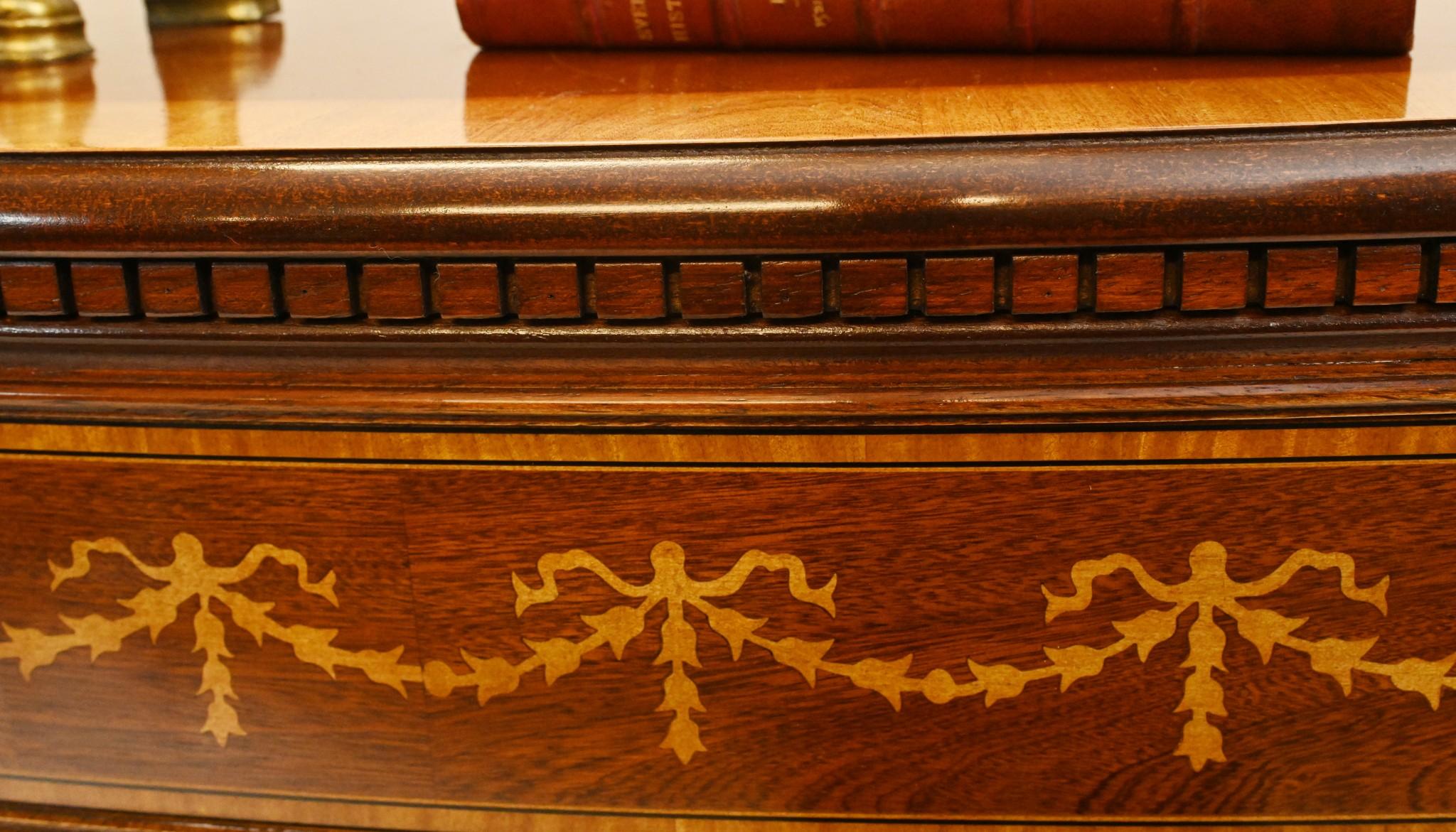 Pair Regency Open Bookcases Mahogany Adjustable Shelving Sheraton Inlay ...