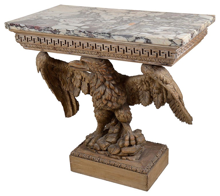 Pair of Regency Period Carved Eagle Console Tables For Sale at 1stDibs