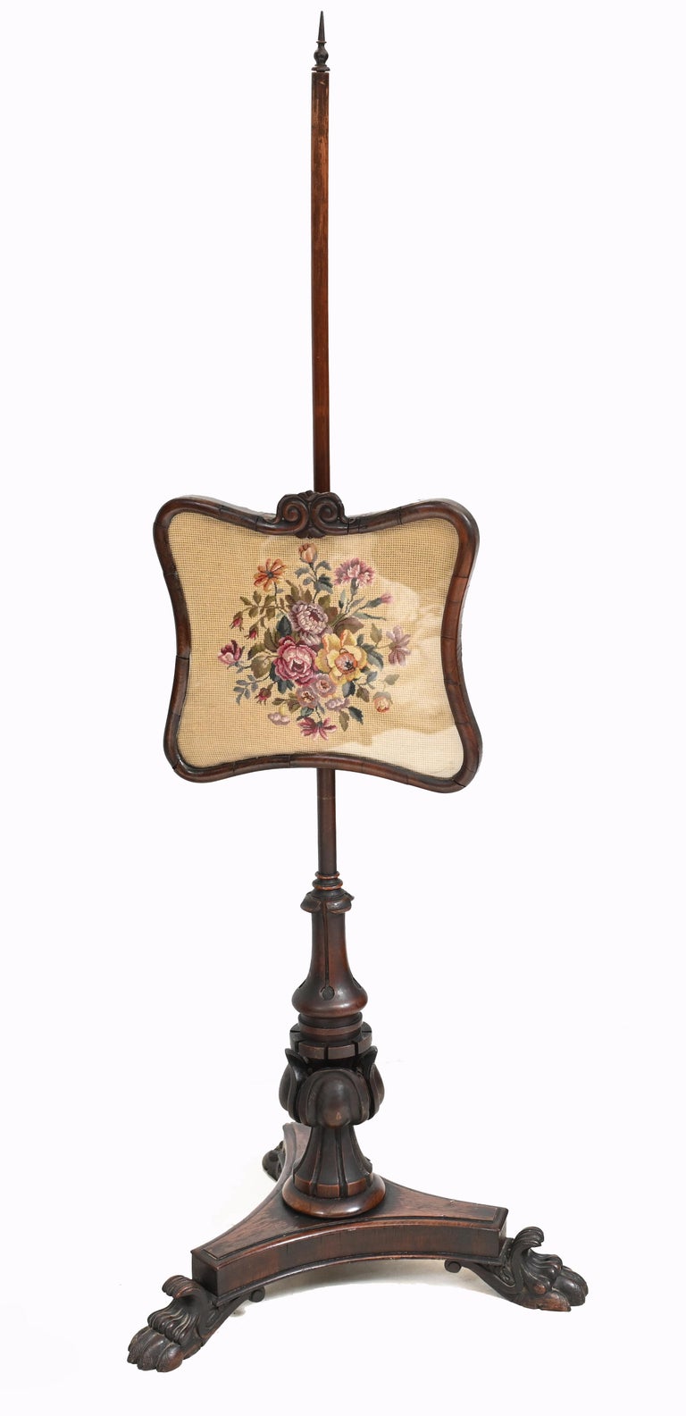 Pair Regency Pole Screens Fire Needlepoint Tapestry, 1830 For Sale at ...