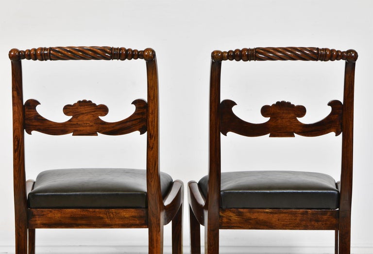 Pair Regency Simulated Rosewood and Leather Trafalgar Chairs, Circa ...
