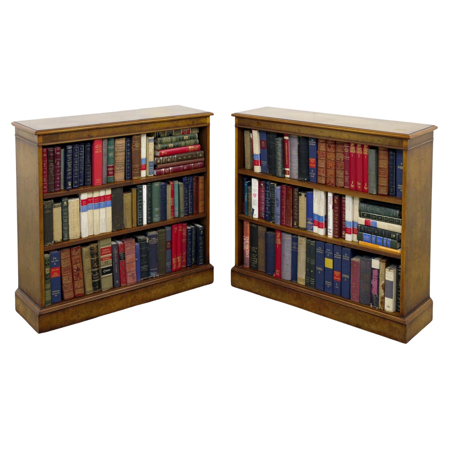 Pair Regency Walnut Bookcases Open Front For Sale at 1stDibs