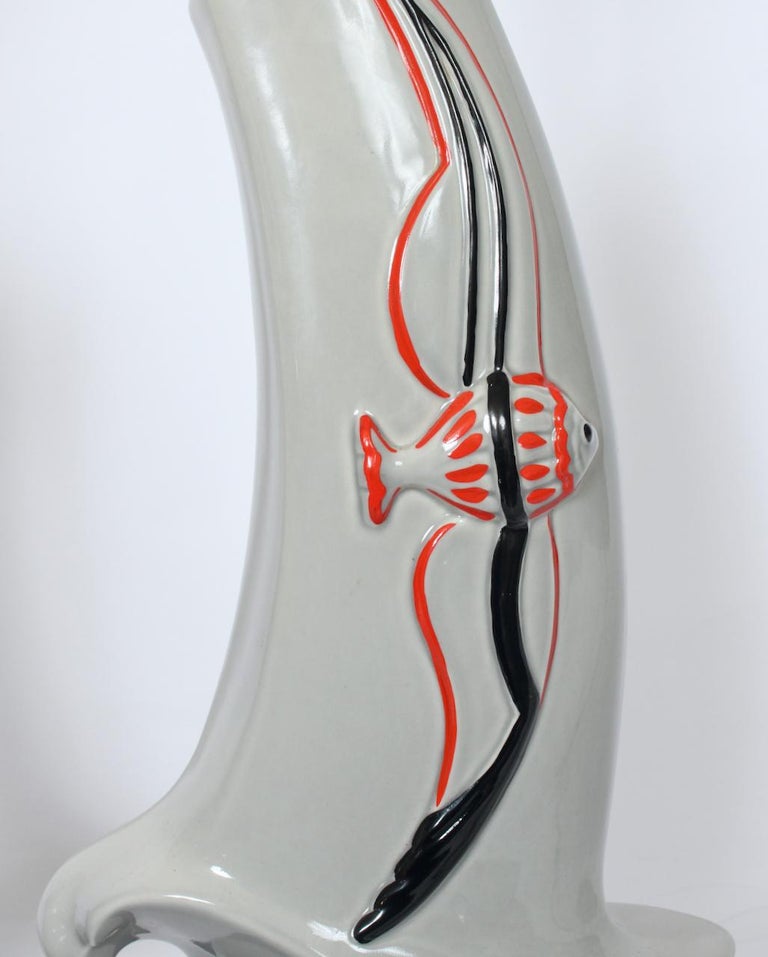 Pair Rembrandt Lamp Co. "Flying Fish" Glazed Ceramic Table Lamps, circa ...